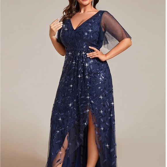 Ever Pretty | Dresses | Ever Pretty Blue And Gold Wrap Gown With ...